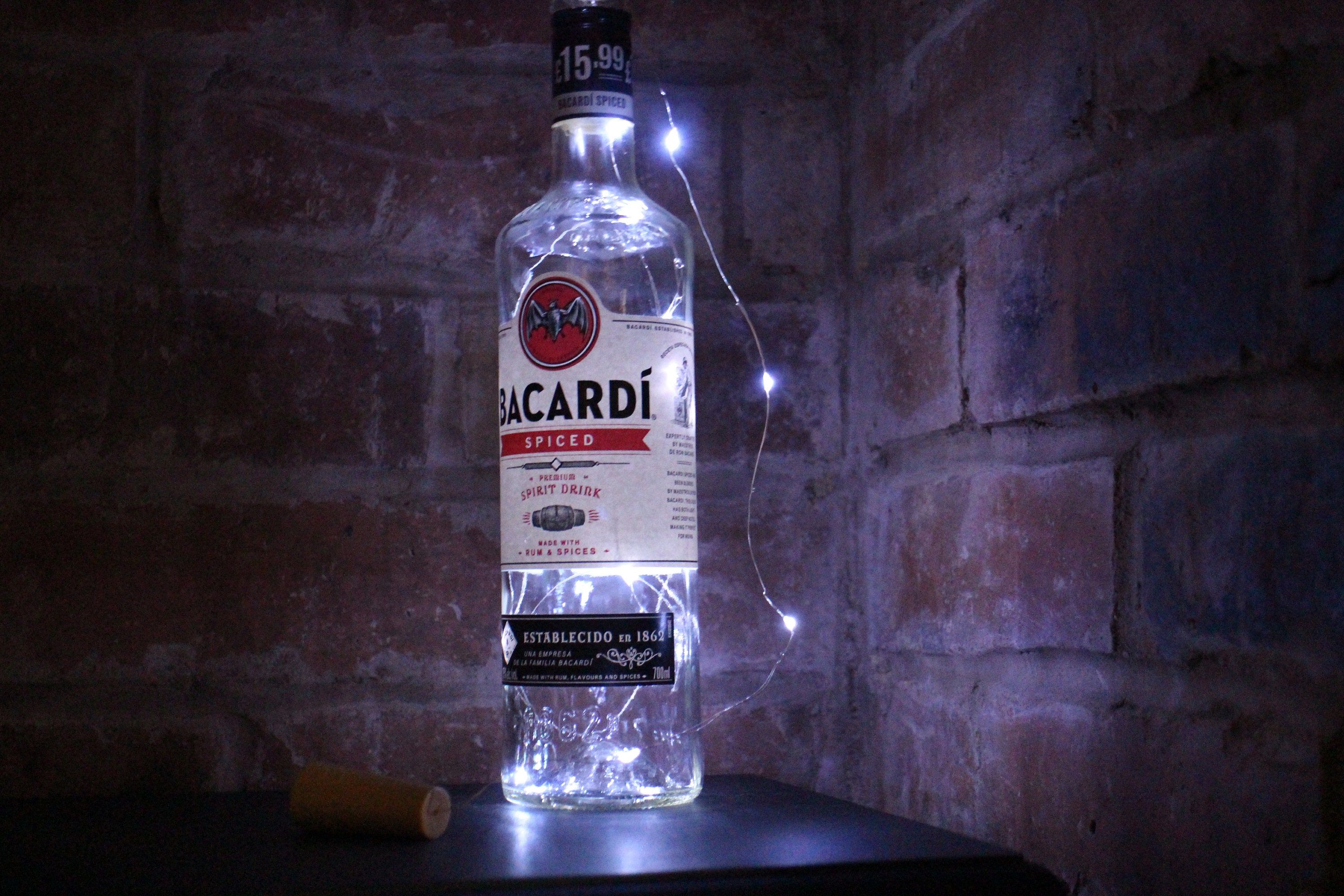Bacardi Spiced Rum Liquor Bottle Lamp 20 LED Lights - Etsy UK