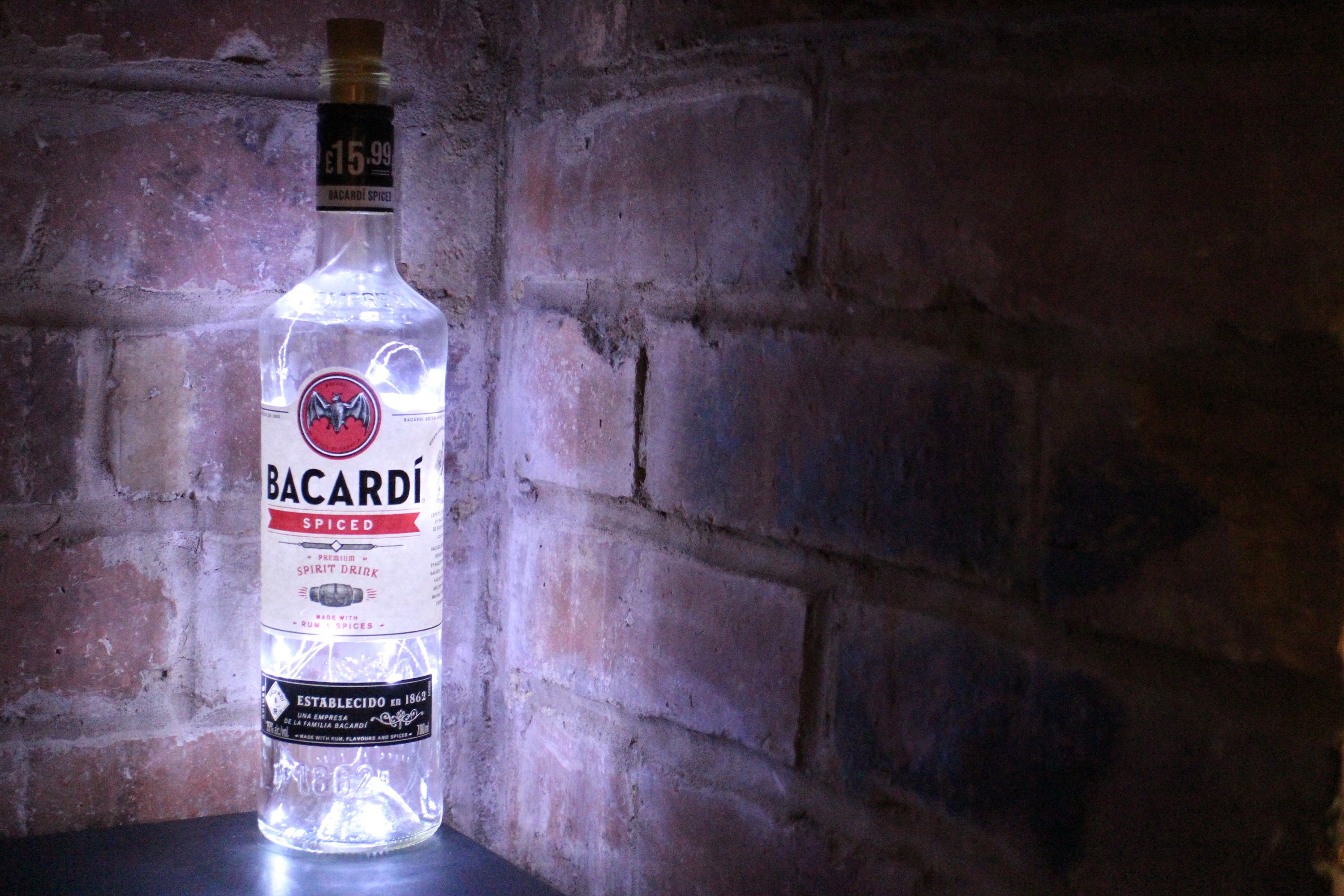 Bacardi Spiced Rum Liquor Bottle Lamp 20 LED Lights - Etsy UK