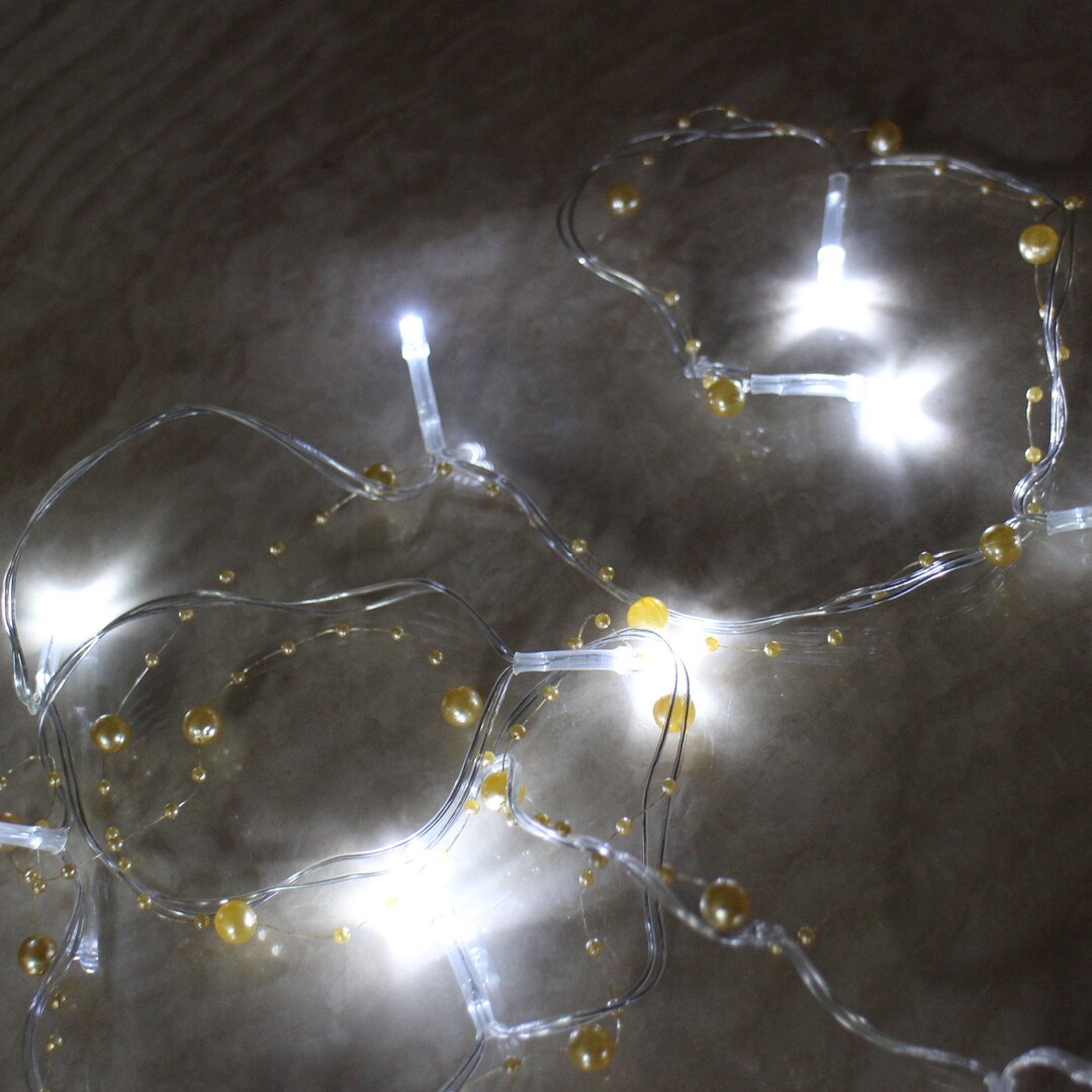 Gold Pearl String Christmas Lights, Fun Fairy Lights, Battery Powered ...