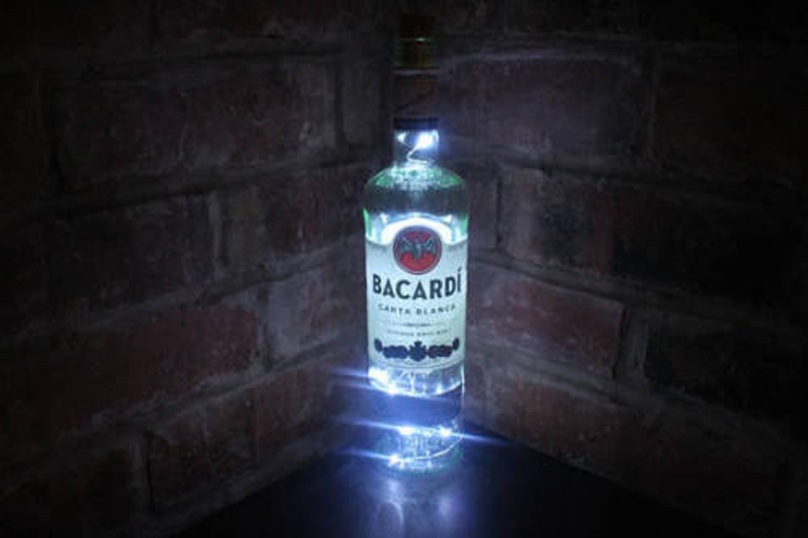Bacardi Rum Liquor Bottle Lamp 20 LED Lights Upcycled Man - Etsy UK