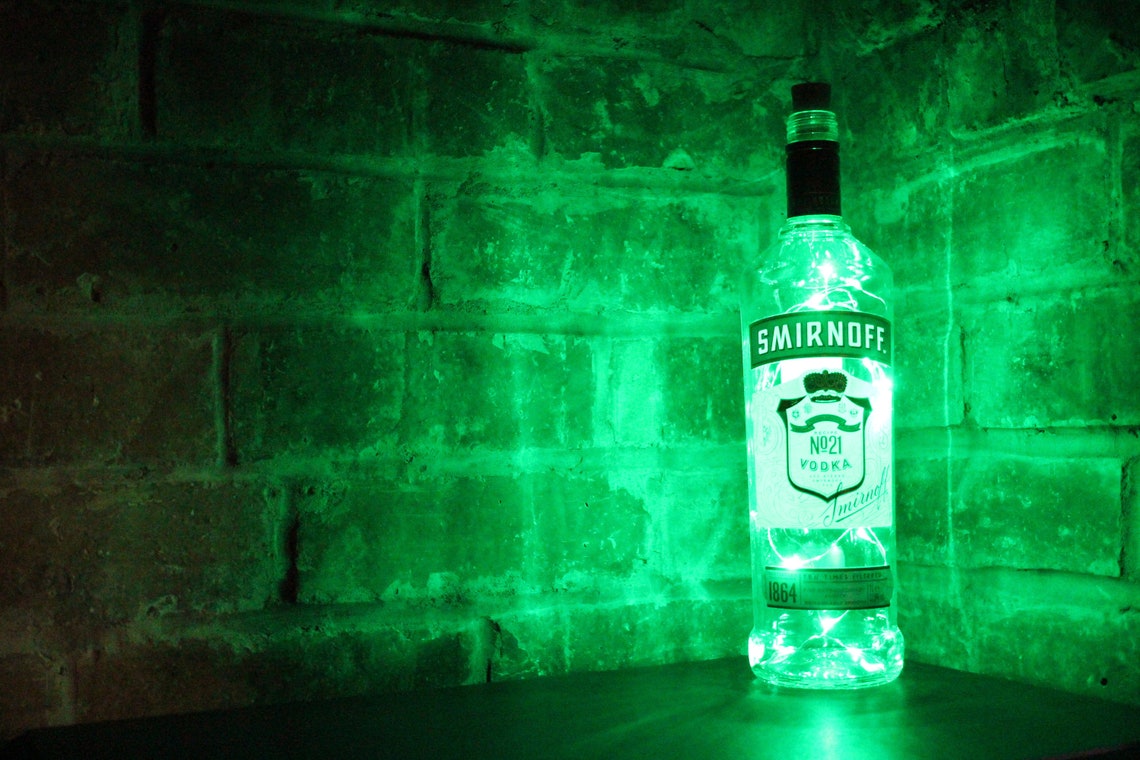 Smirnoff Red Vodka Bottle Lamp 20 LED Lights Upcycled Man | Etsy