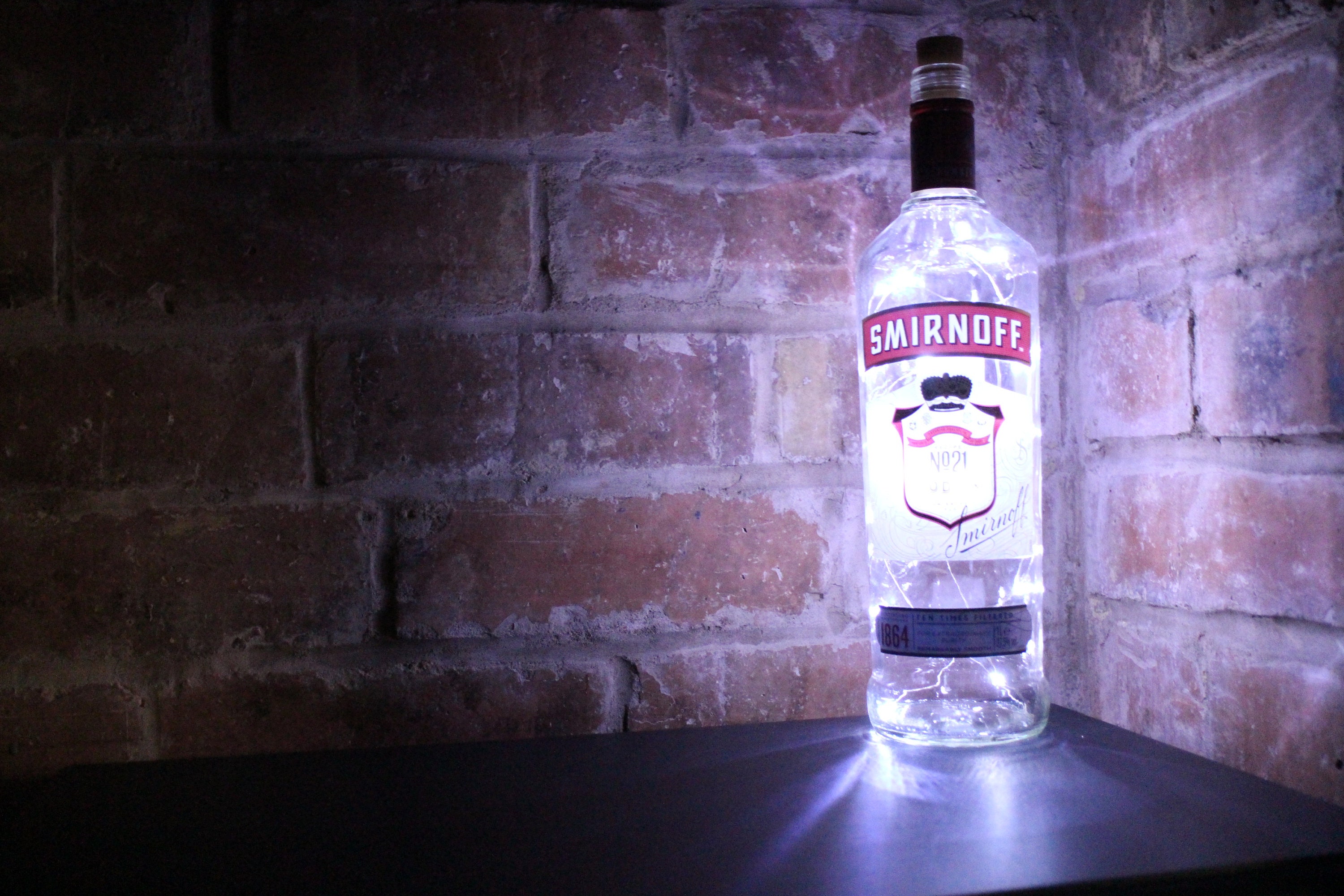 Smirnoff Red Vodka Bottle Lamp 20 LED Lights Upcycled Man | Etsy