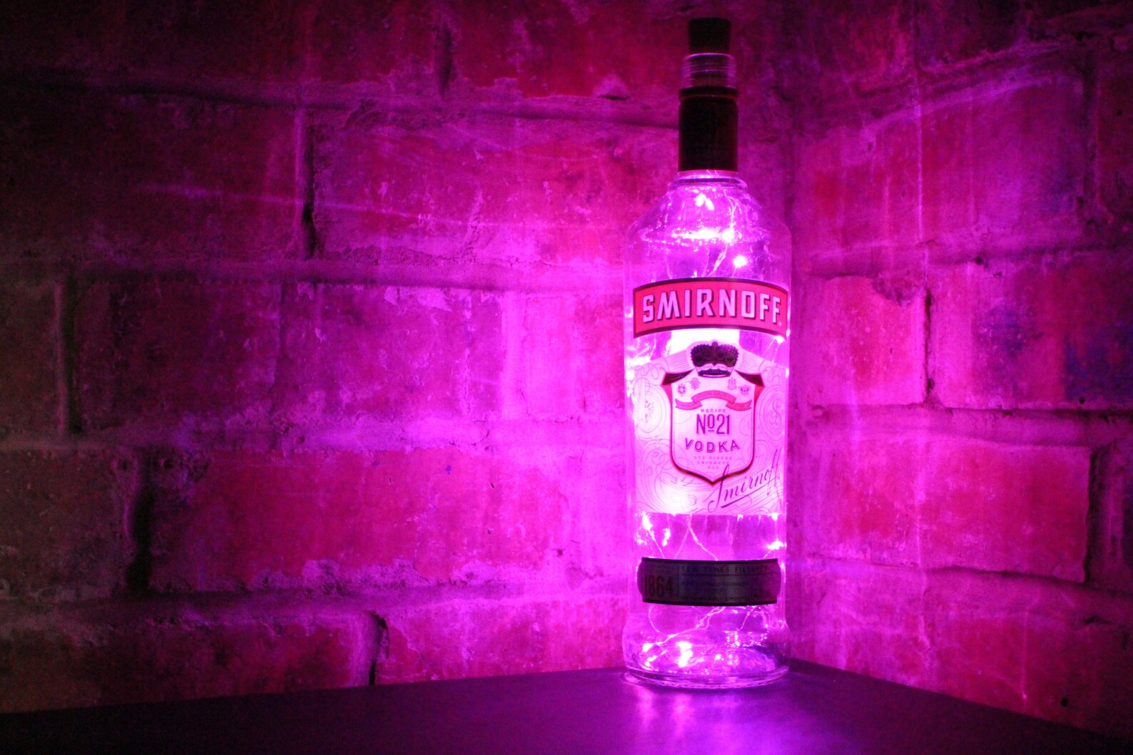 Smirnoff Red Vodka Bottle Lamp 20 LED Lights Upcycled Man | Etsy