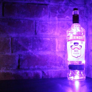 Smirnoff Red Vodka Bottle Lamp- 20 LED Lights - Upcycled - Man Cave ...