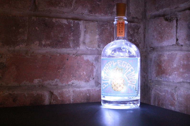 Pineapple Grenade Rum Bottle Lamp 20 LED Lights Upcycled - Etsy