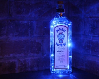Bombay Sapphire 70cl Gin Bottle Cool White LED Lights - Etsy UK
