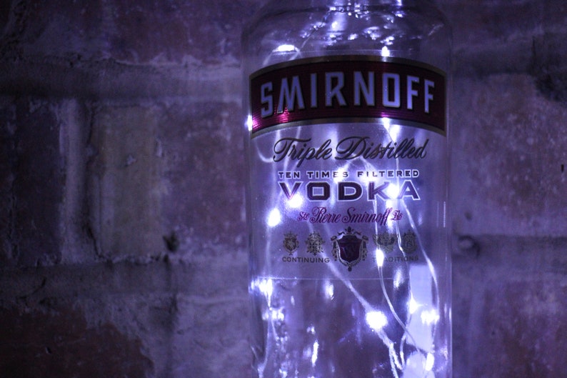 Smirnoff Red Vodka Bottle Lamp 20 LED Lights Upcycled Man | Etsy