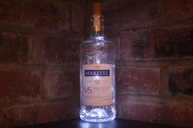 Martell VS Cognac Brandy Bottle Lamp 20 LED Lights Upcycled - Etsy