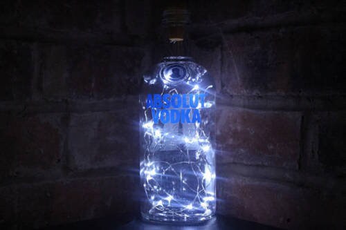 Absolut Vodka Bottle Lamp 20 LED Lights Upcycled - Etsy UK