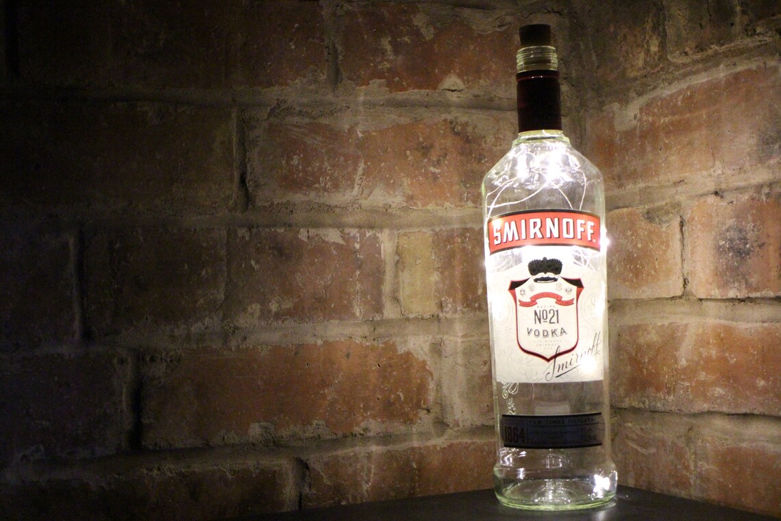 Smirnoff Red Vodka Bottle Lamp 20 LED Lights Upcycled Man | Etsy