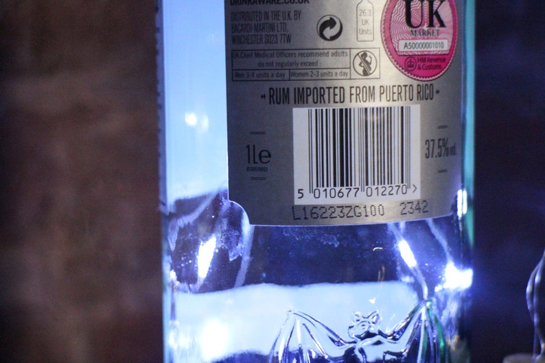 Bacardi Rum 1 Litre Liquor Bottle Lamp 20 LED Lights | Etsy