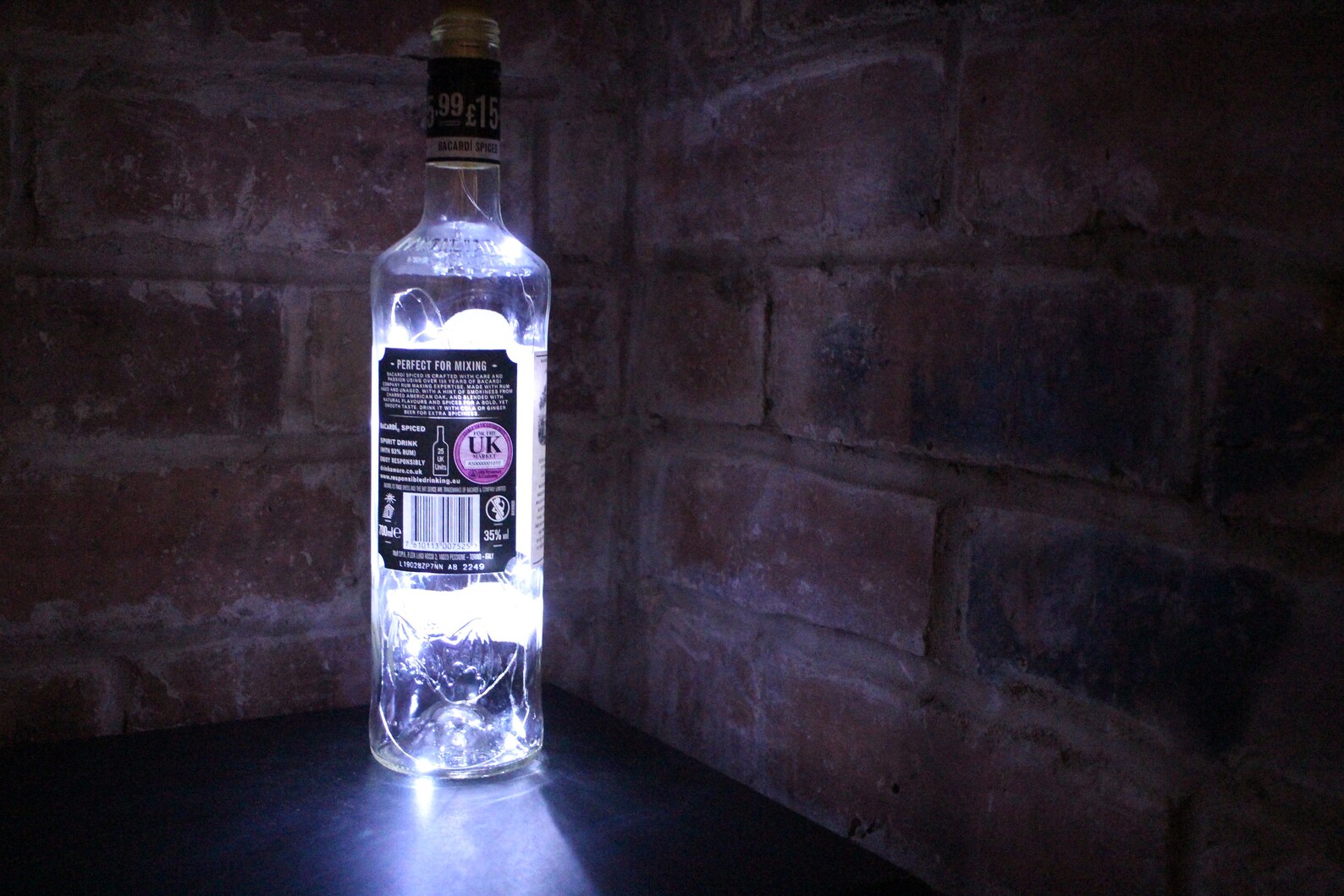Bacardi Spiced Rum Liquor Bottle Lamp 20 LED Lights - Etsy UK