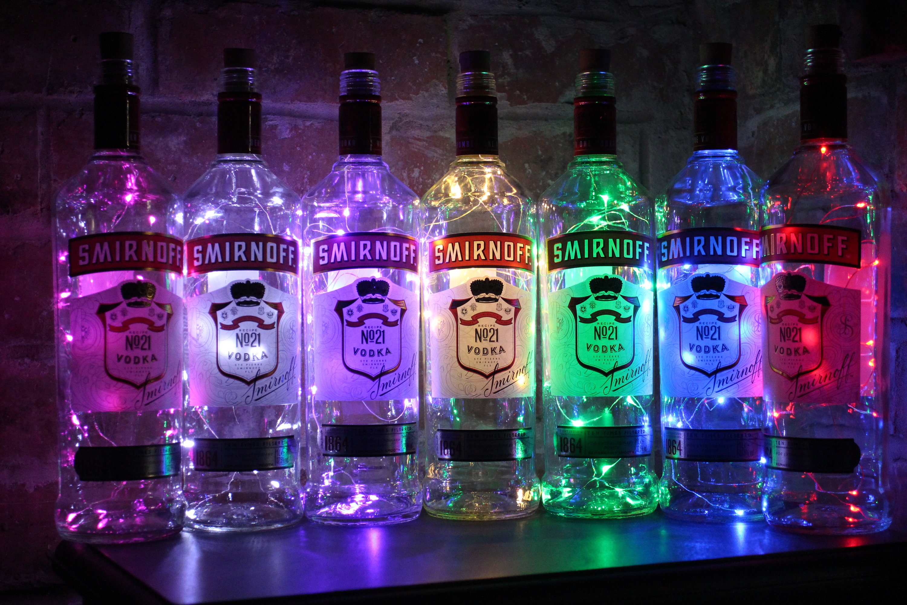 Smirnoff Red Vodka Bottle Lamp 20 LED Lights Upcycled Man | Etsy