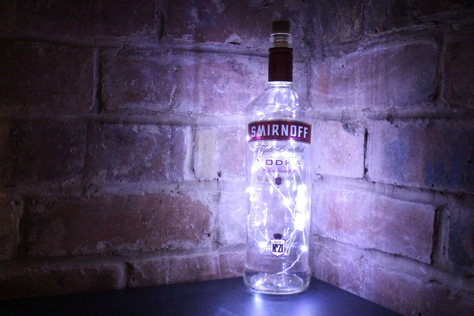 Smirnoff Red Vodka Bottle Lamp 20 LED Lights Upcycled Man | Etsy