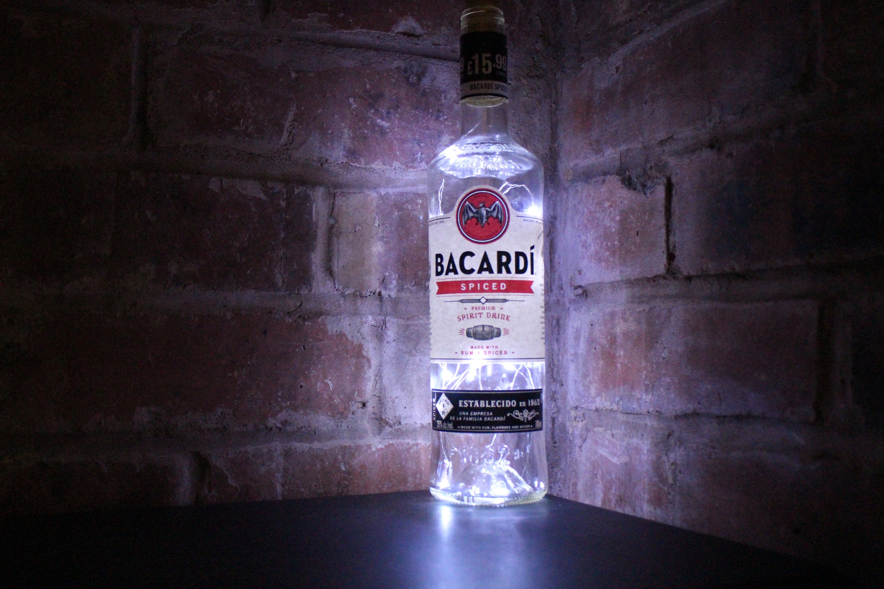 Bacardi Spiced Rum Liquor Bottle Lamp 20 LED Lights - Etsy UK