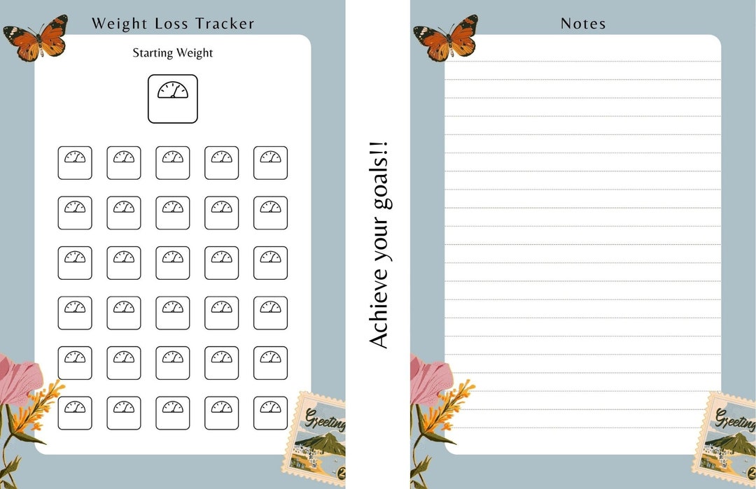 BUNDLE: Printable Weight Loss Tracker Journal With Notes, Digital ...