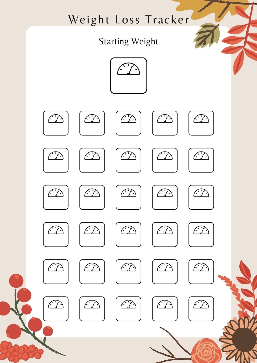 Printable Weight Loss Tracker Journal, Digital Weight Loss Tracker ...