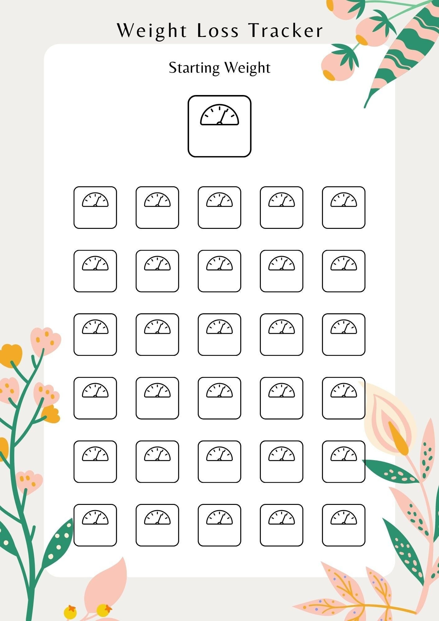 Printable Weight Loss Tracker Journal, Digital Weight Loss Tracker ...