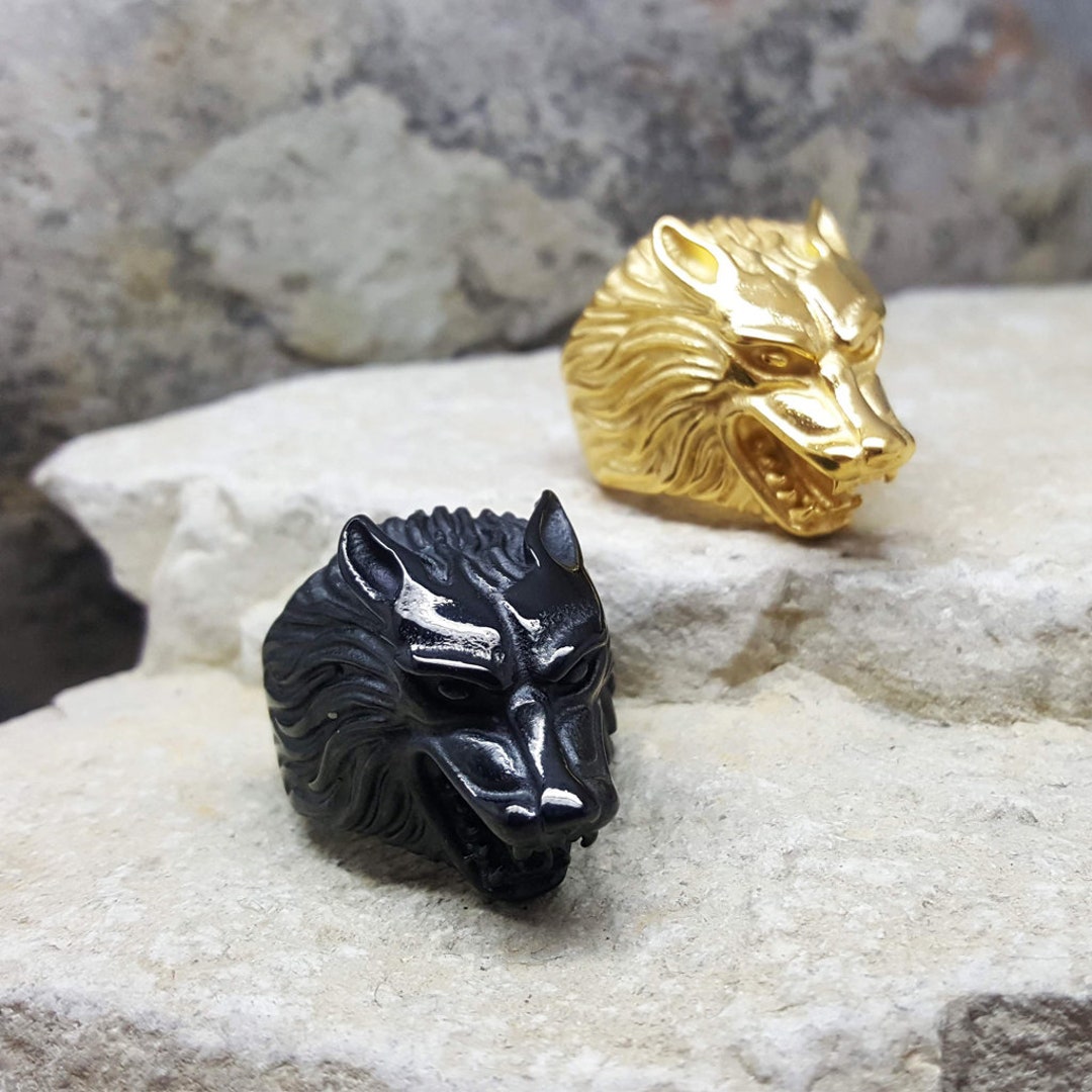 Wolf Ring. Gold Rings. Man Ring. Women Gold Rings. Wolf Jewellery. Gift ...