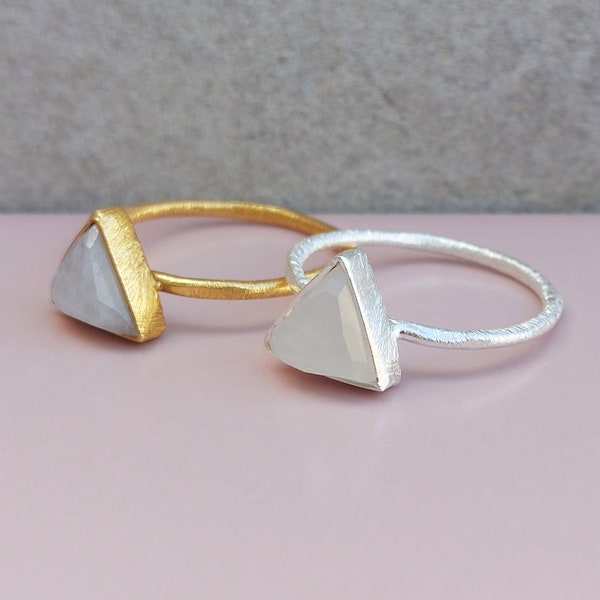 Triangle Gemstone Ring - Etsy