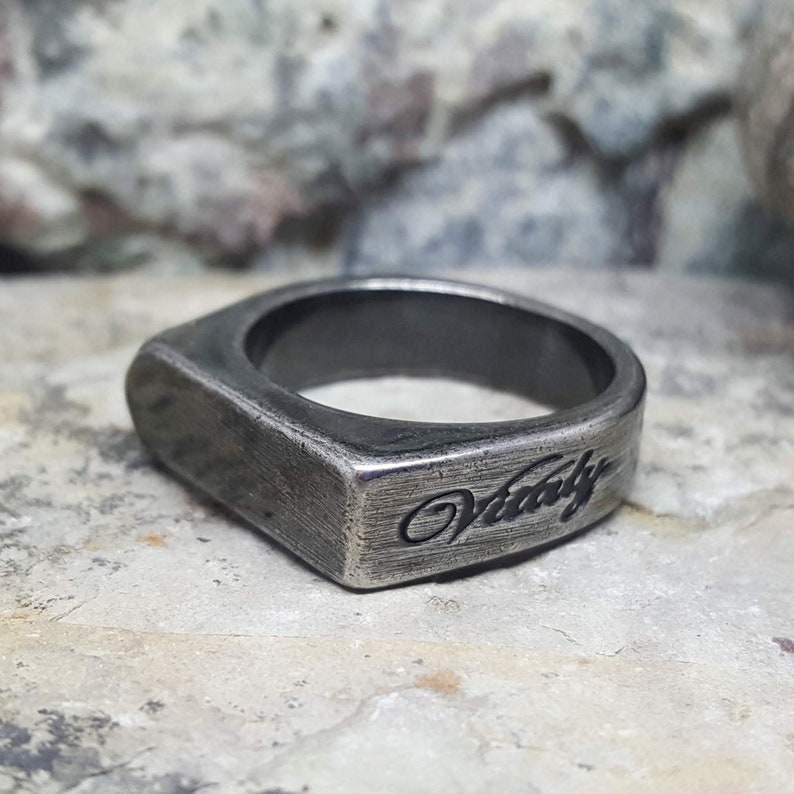 Arrow Minimalist Rectangle Ring Unisex. Vintage Look. Steel. | Etsy UK