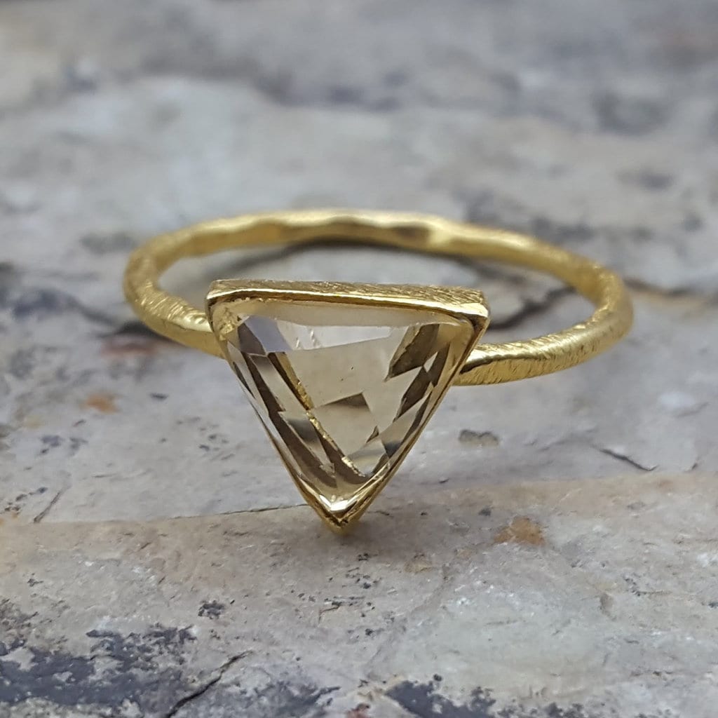 Triangle Ring. Gold Rings. CITRINE. INKACREATIONS. Rock and - Etsy UK