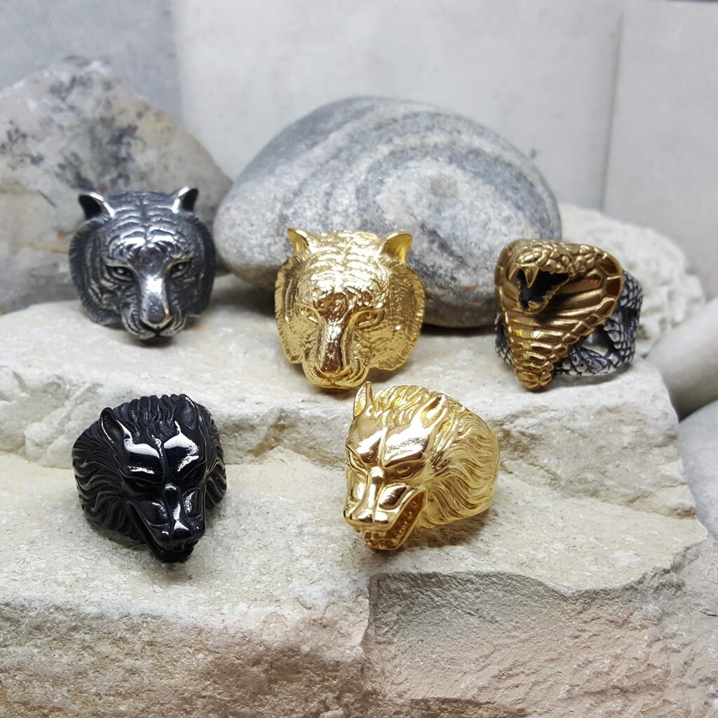 Wolf Ring. Gold Rings. Man Ring. Women Gold Rings. Wolf | Etsy