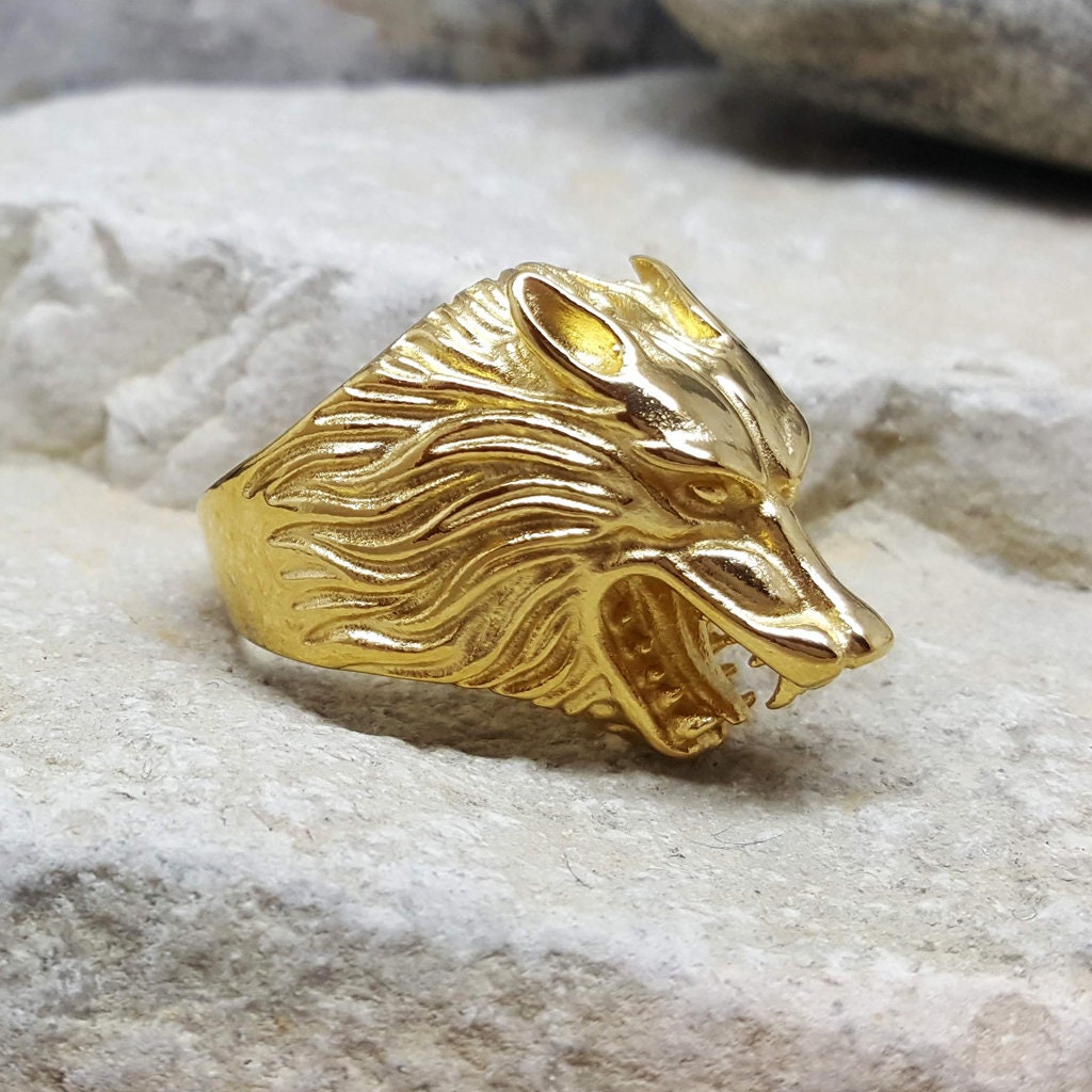 Wolf Ring. Gold Rings. Man Ring. Women Gold Rings. Wolf - Etsy