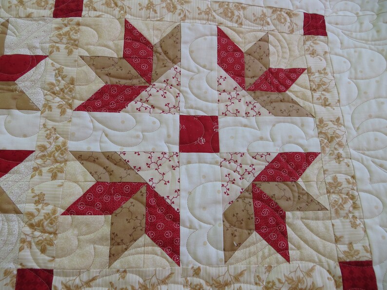 Hamptons Lap Quilt Red, White and Tan - Etsy