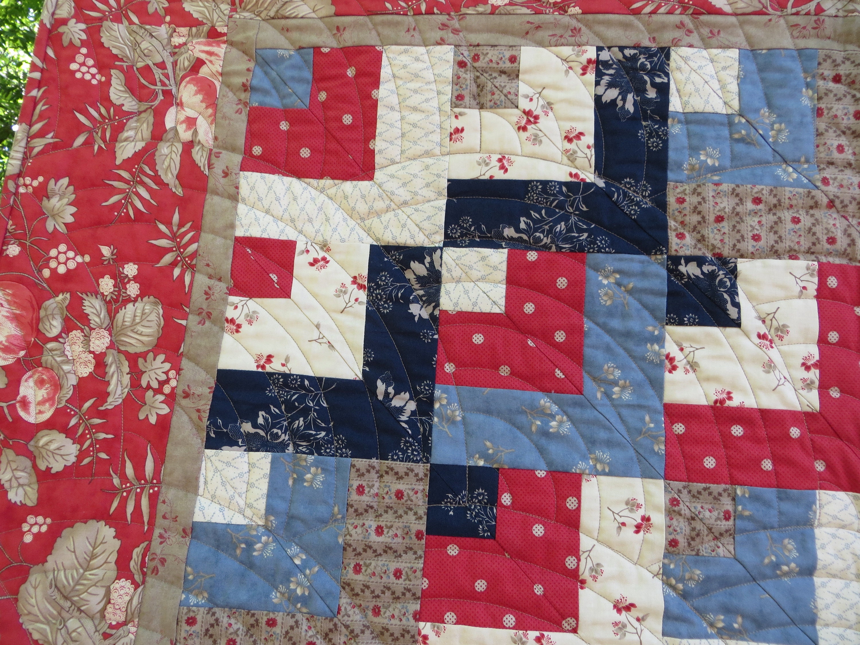 Americana Red, White, Blue and Tan Lap Quilt With Block Pattern - Etsy