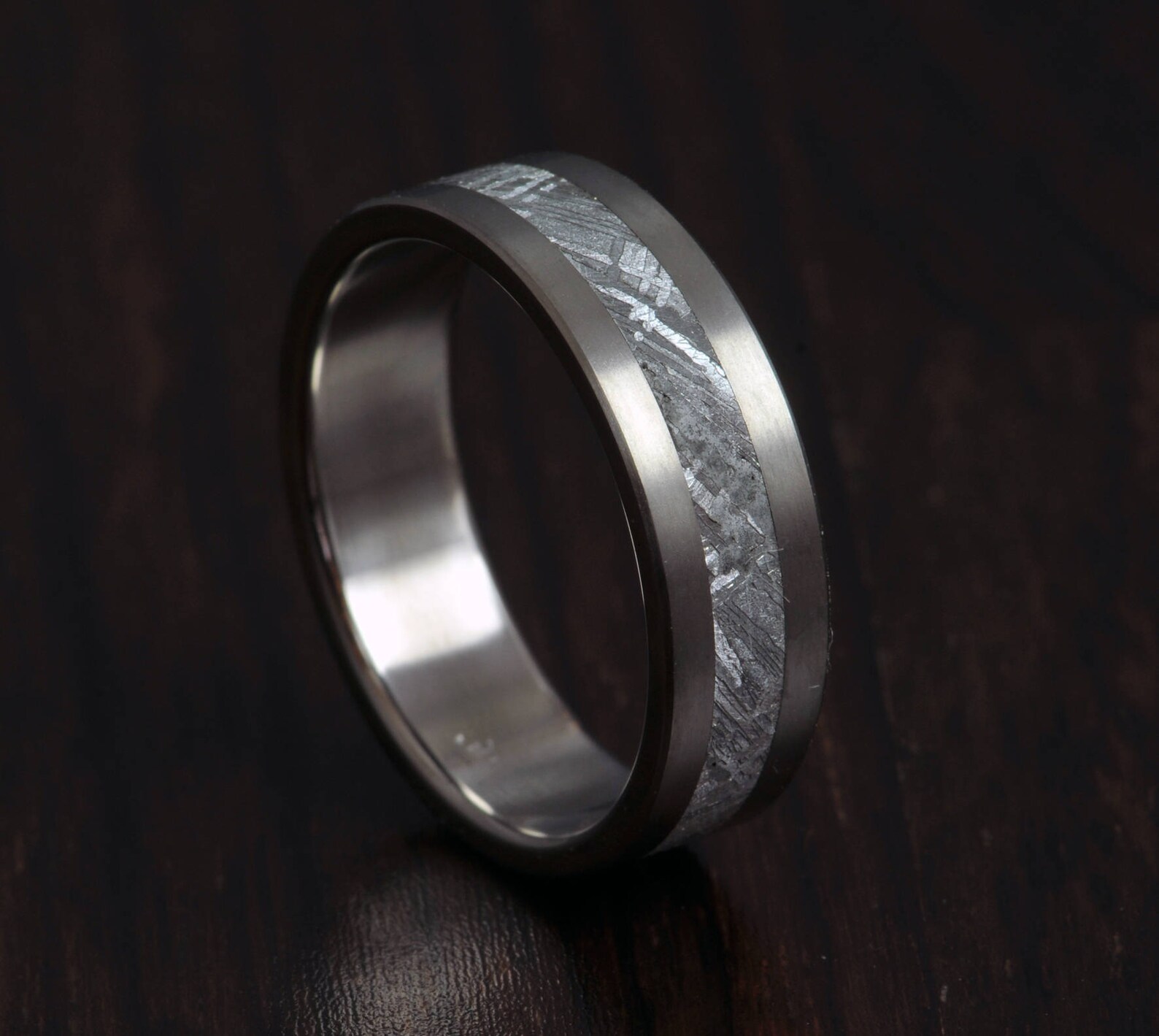 Meteorite Pair Titanium Wedding Ring Set Engagement Ring | Etsy