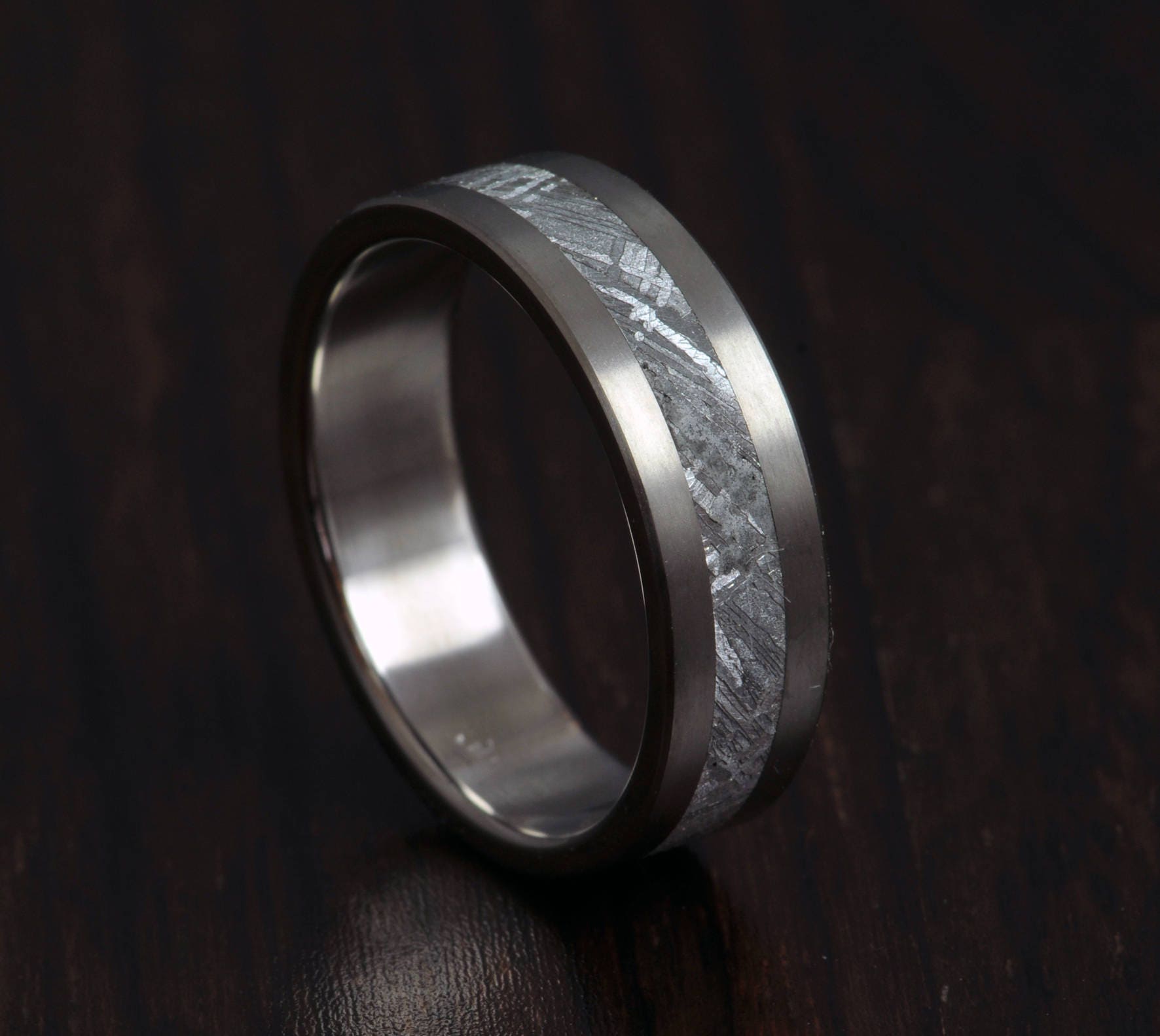 Meteorite Pair Titanium Wedding Ring Set Engagement Ring | Etsy