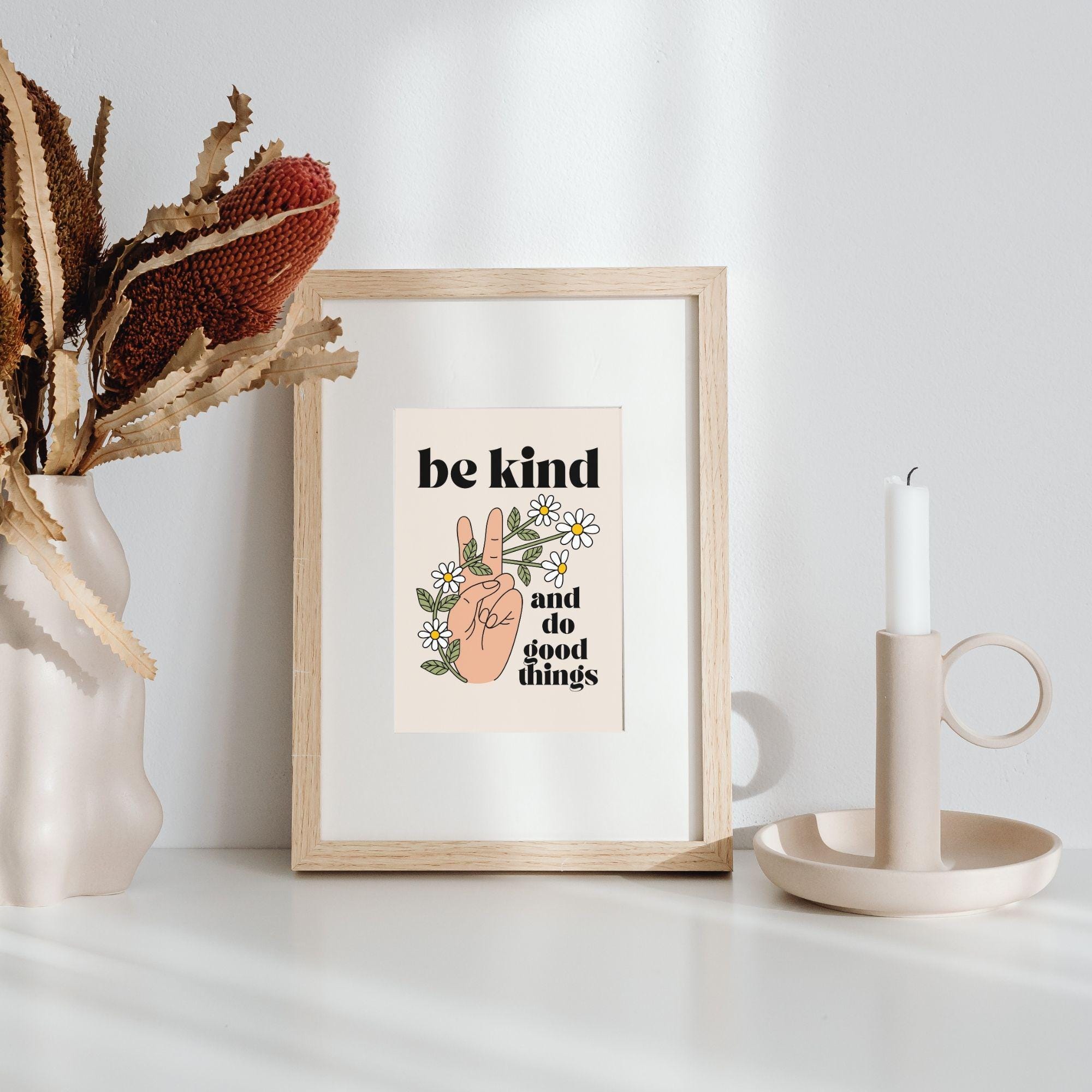Be Kind and Do Good Things Boho Art Print, Retro Quote Printable Art ...