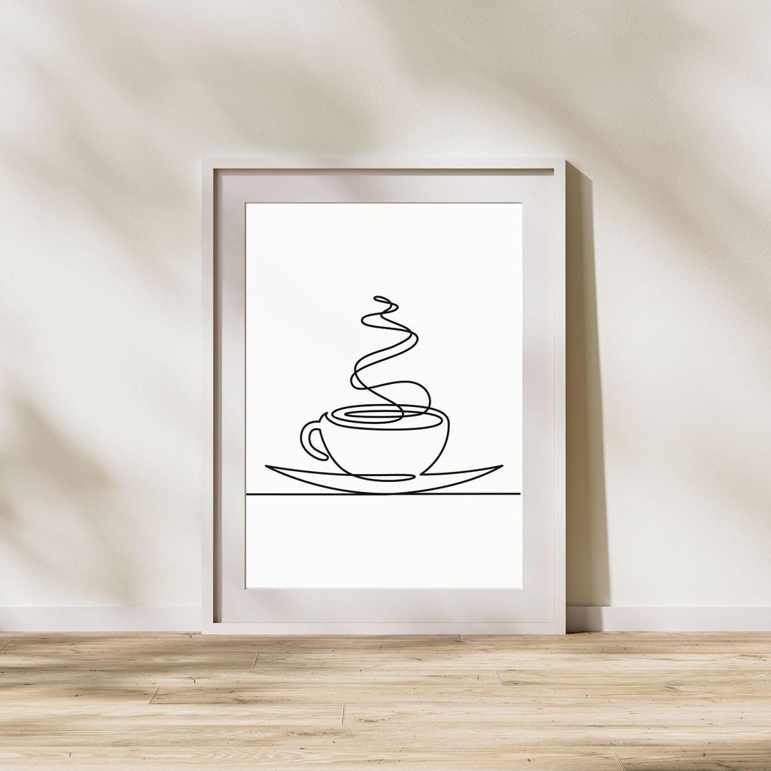 Minimal Coffee Single Line Art Print, Minimalist Modern Coffee Cup and ...