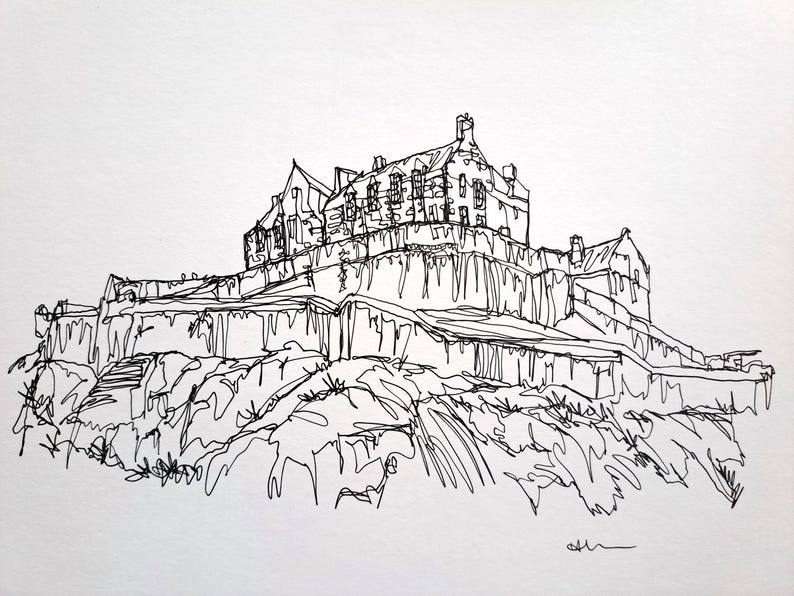 Edinburgh Castle, One-continuous-line Drawing - Etsy