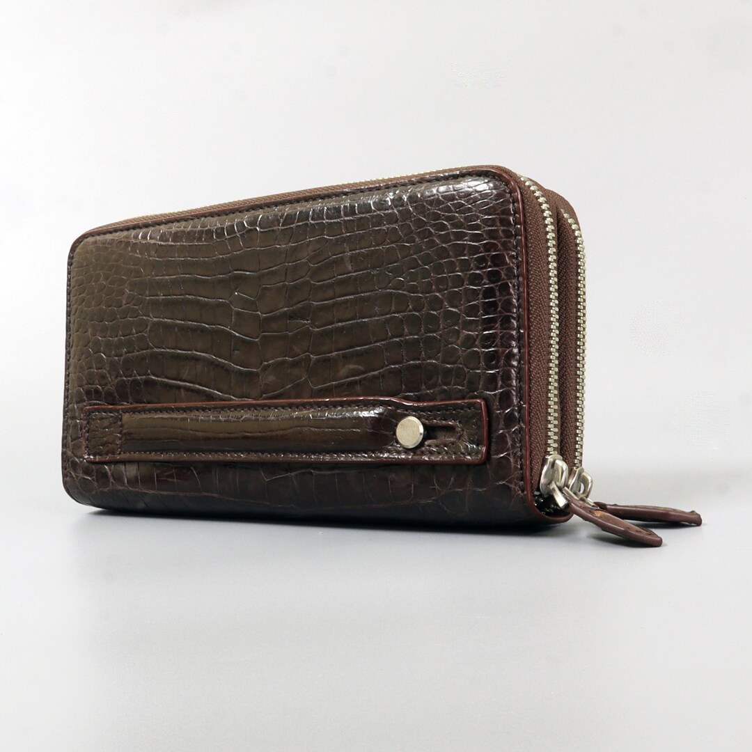 Mens Leather Zipper Long Wallet Business Hand Clutch, Alligator Double ...