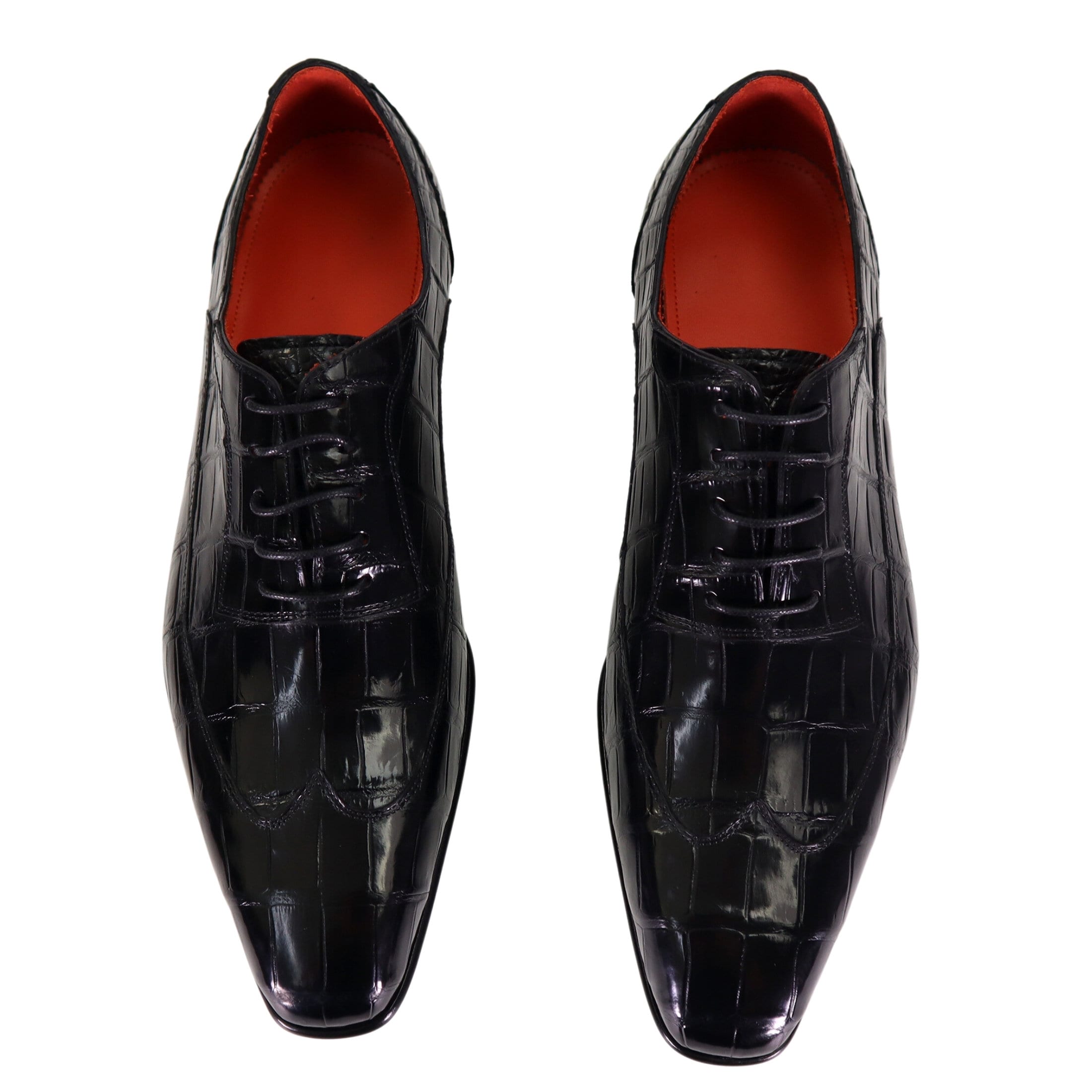 Genuine Leather Mens Wingtip Dress Shoes Comfortable Formal Business Shoes Black Alligator Men