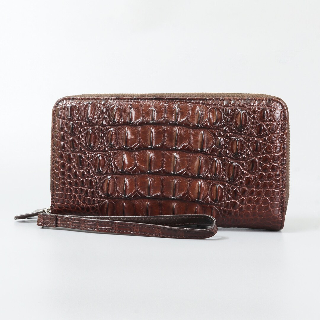 Mens Leather Zipper Long Wallet Business Hand Clutch, Alligator Double ...