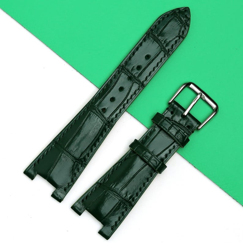 Alligator Middle Cut Watch Strap – Stainless Steel Buckle, Custom Sizes ...