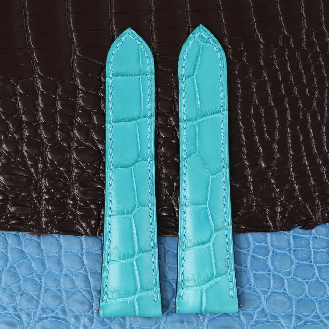 Turquoise Genuine Leather Watch Strap Alligator Replacement Watch Strap ...
