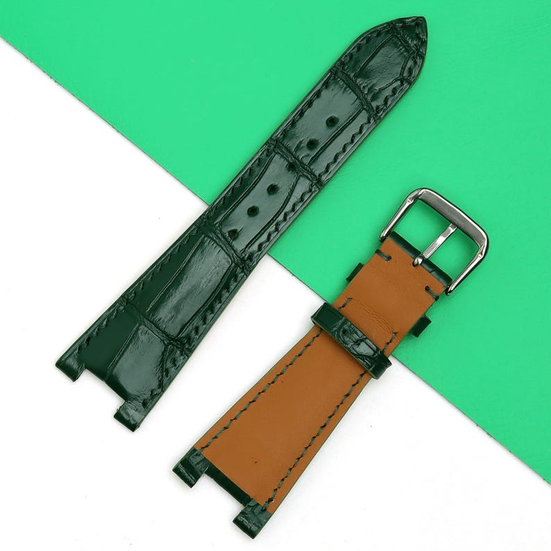 Alligator Middle Cut Watch Strap – Stainless Steel Buckle, Custom Sizes ...
