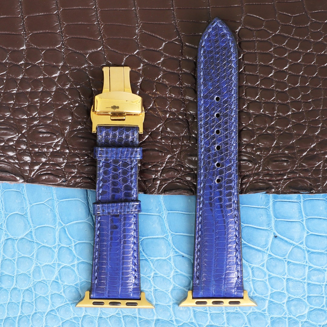 White Lizard Skin Watch Band for Apple Watch, Handmade From Leather ...