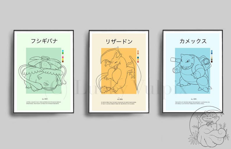 Pokemon Starter Kanto Charizard Venusaur Blastoise Pokedex Modern ...