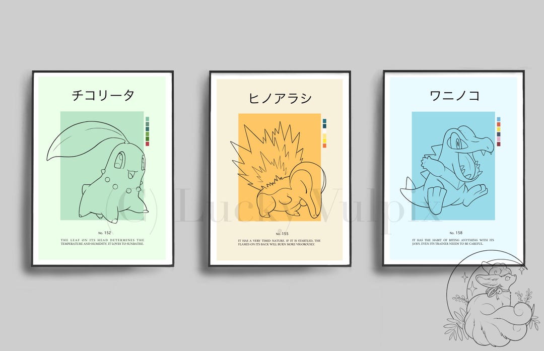 Pokemon Starter Johto Cyndaquil Totodile Chikorita Pokedex Modern ...