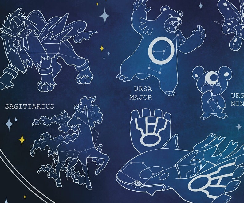 Pokemon Night Sky Constellations Astrology Poster Print - Etsy