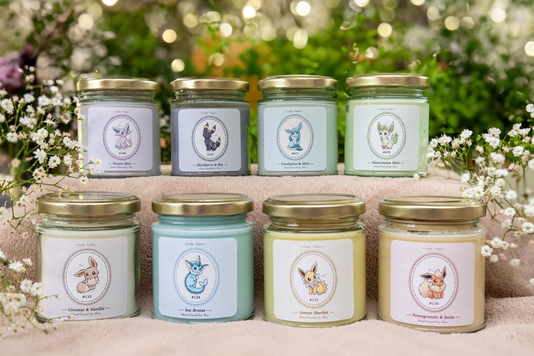Eevee and Eeveelution Picnic Pokemon Inspired Soy Wax Vegan Hand Poured ...