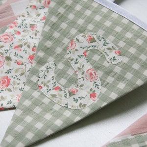 Pink and Green Personalised Name Bunting for New Baby Girl, Floral ...