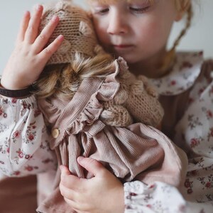 Linen Pinafore Dress With Ruffle Straps, Pink Linen Apron Dress, Pink Flower Girl Dress, Linen ...