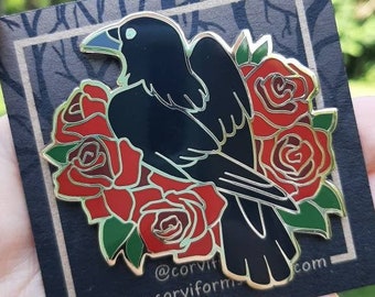 Moon Crow Cutout Black Hard Enamel Pin | Etsy
