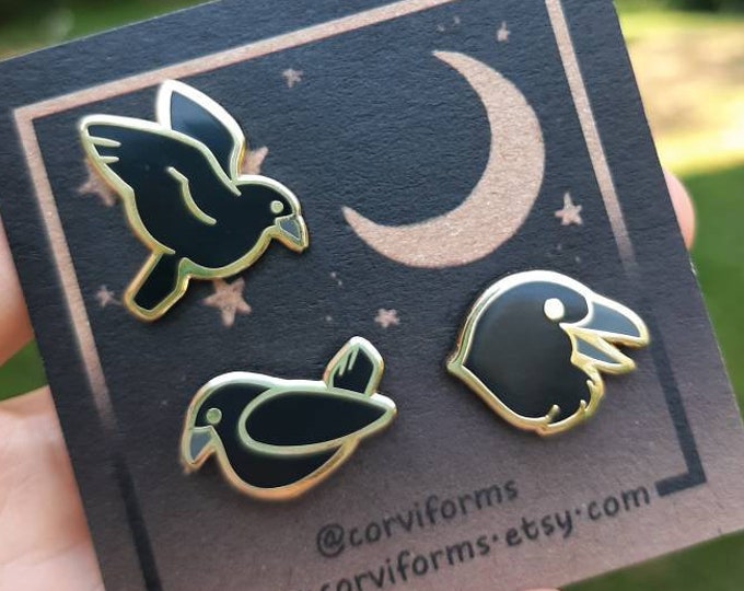 Crow Minipin Set of 3 - Black - Etsy